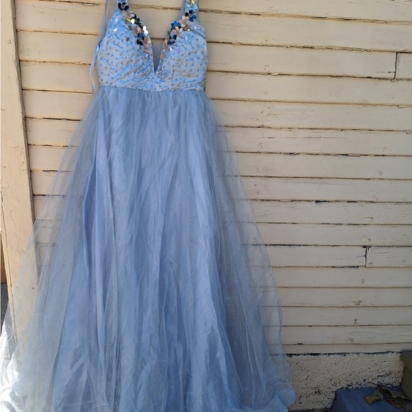 My Michelle | Dresses | My Michelle Light Blue Tulle Dress With Beaded ...